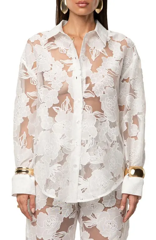 JLUXLABEL Embroidered Floral Button-up Shirt