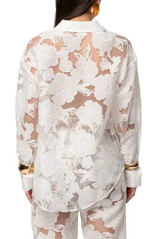 JLUXLABEL Embroidered Floral Button-up Shirt