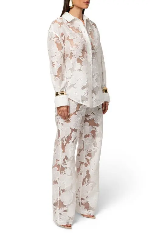 JLUXLABEL Embroidered Floral Button-up Shirt