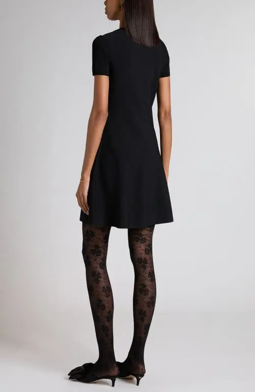 Valentino Garavani Bow Detail Knit A-line Sweater Dress - Black/ivory