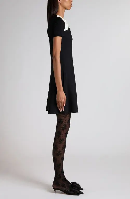 Valentino Garavani Bow Detail Knit A-line Sweater Dress - Black/ivory