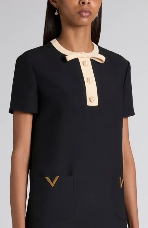 Valentino Garavani V-detail Crepe Couture Minidress