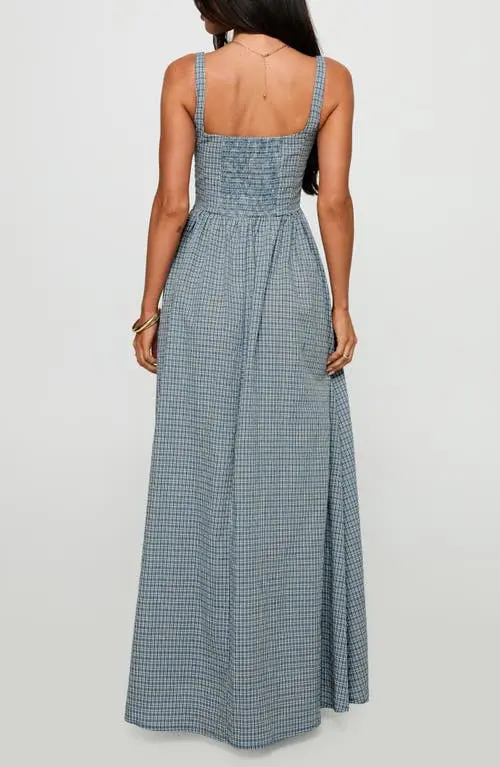 Princess Polly Cartmel Check Maxi Dress - Navy