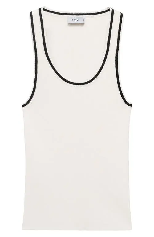 Mango Tipped Knit Tank - Ecru