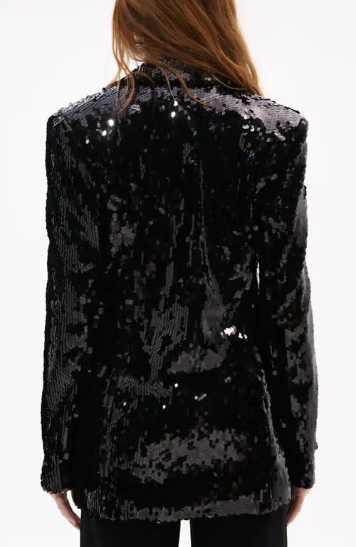 AZALEA WANG Sequin Blazer - Black