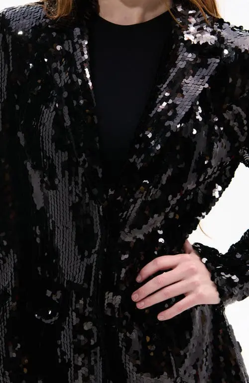AZALEA WANG Sequin Blazer - Black