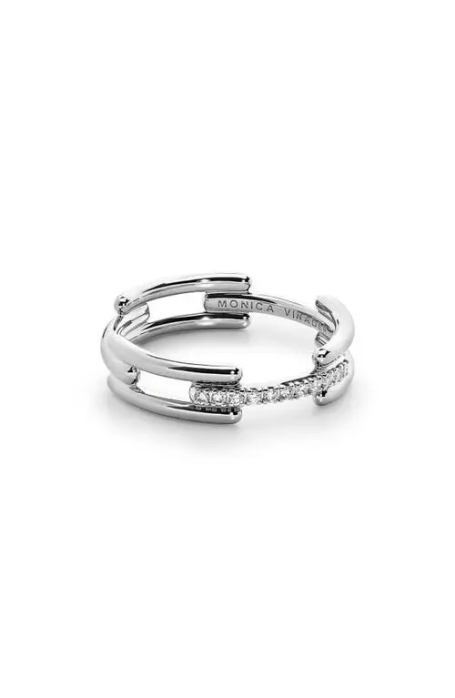 Monica Vinader Signature Link Lab Grown Diamond Ring - Silver