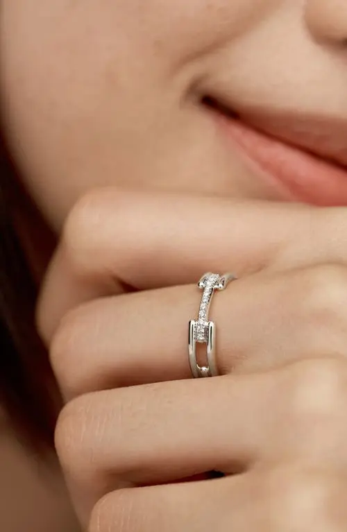 Monica Vinader Signature Link Lab-grown Diamond Ring In Sterling