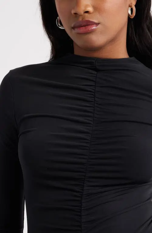 OPEN EDIT Shirred Mock Neck Top