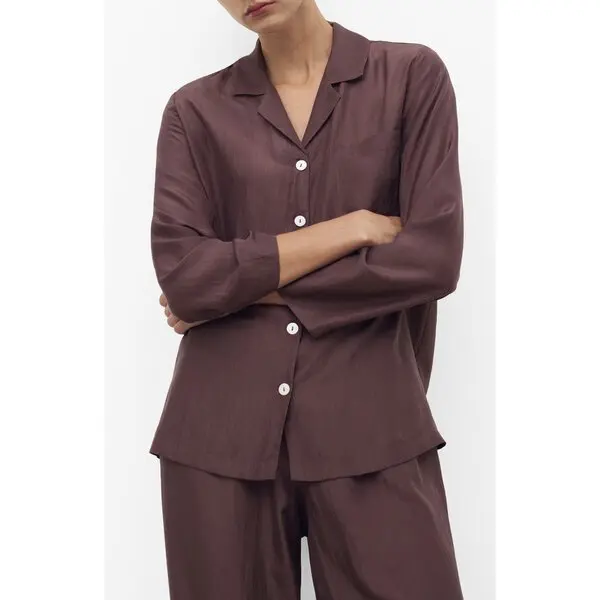Mango Silk Pajama Shirt - Blackberry