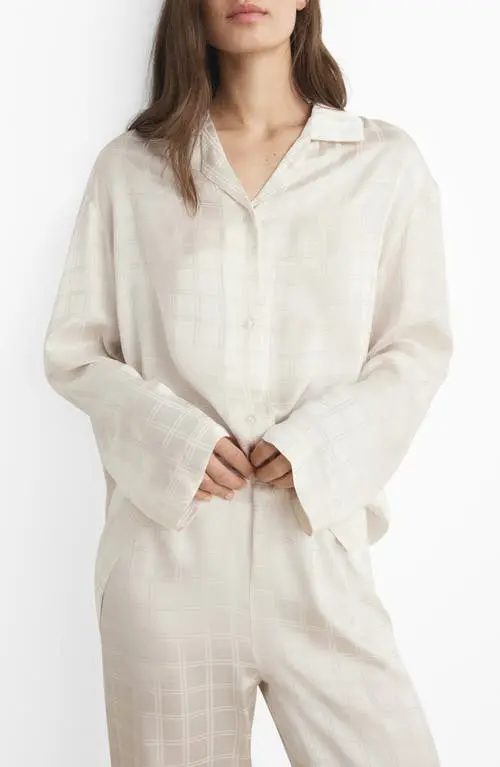Mango Check Pajama Top - Ivory White