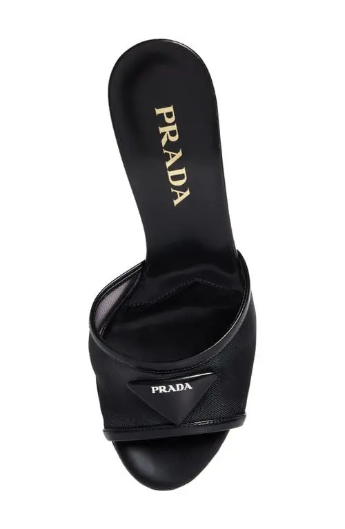 Prada Triangle Logo Mesh Slide Sandal - Nero