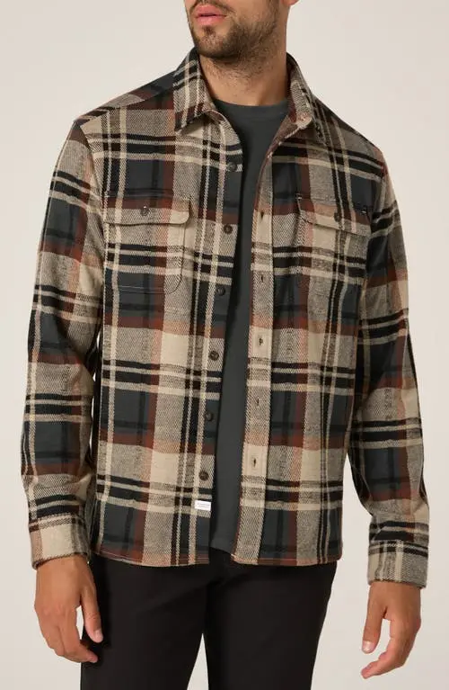 7 Diamonds Generation Plaid Stretch Flannel Button-up Shirt - Petrol Navy