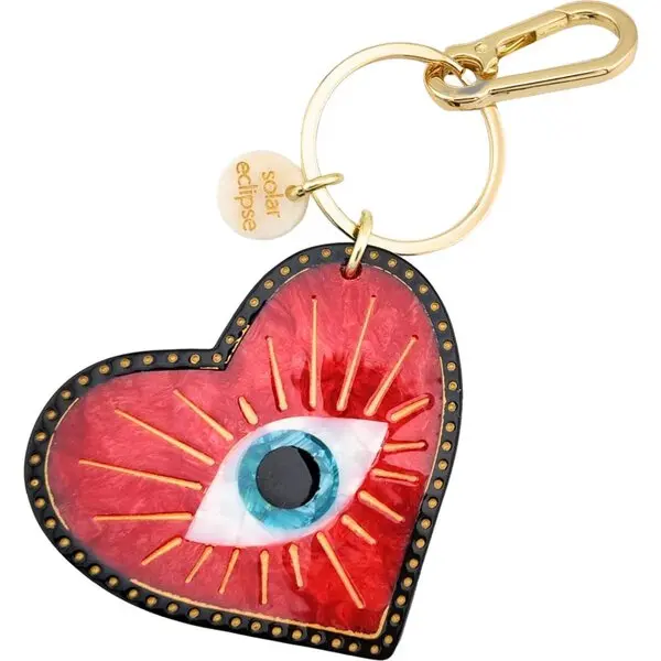 SOLAR ECLIPSE Hand-painted Lucky Eye Heart Charm - Red