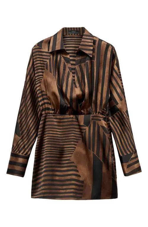 Mango Striped Satin Mini Shirtdress