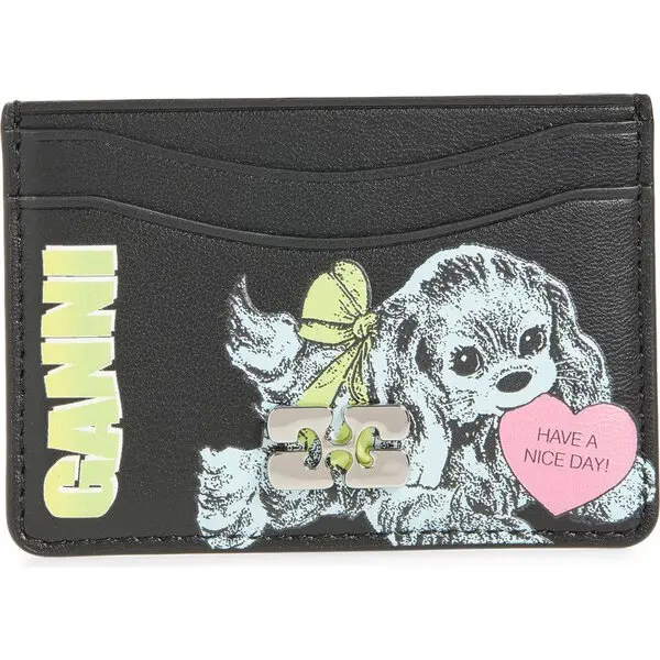 GANNI Bou Animal Card Holder - Black