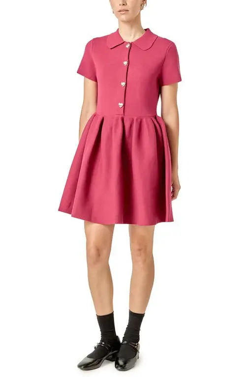 English Factory Heart Button Knit Minidress