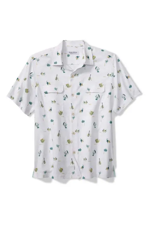 Tommy Bahama Coastal Ease Petite Tropics Islandzone® Short Sleeve Button-up Shirt - White