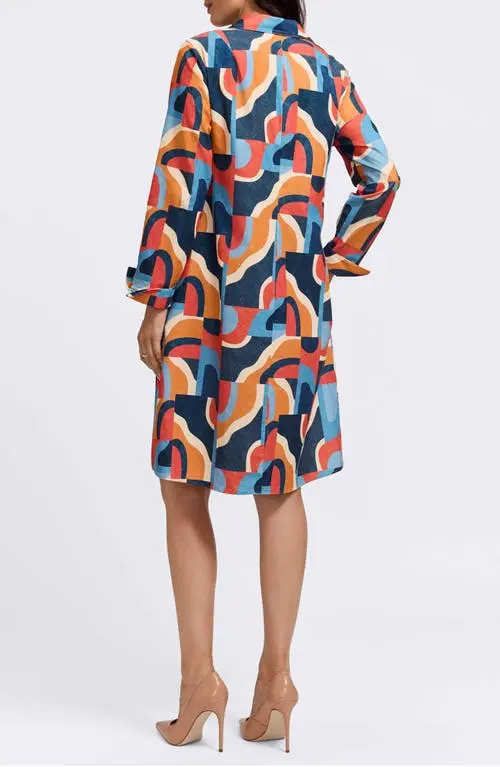 Foxcroft Agnes Print Corduroy Long Sleeve Dress