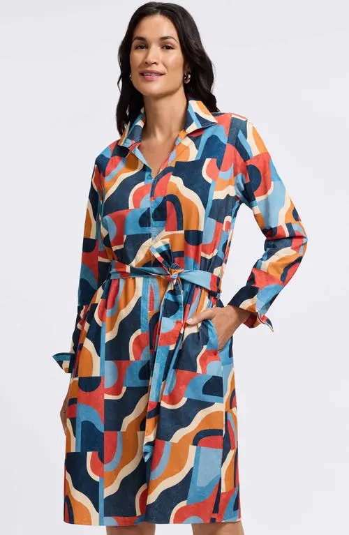 Foxcroft Agnes Print Corduroy Long Sleeve Dress