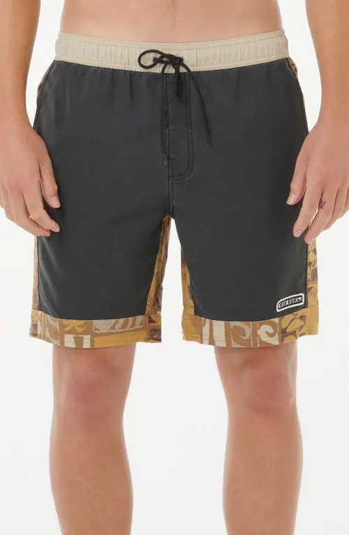 Rip Curl Tie Waist Swim Trunks - Washed Black