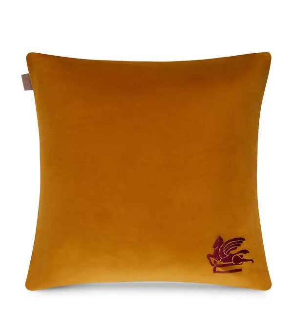 Etro Cotton Velvet Embroidered Gombo Cushion - Neutral