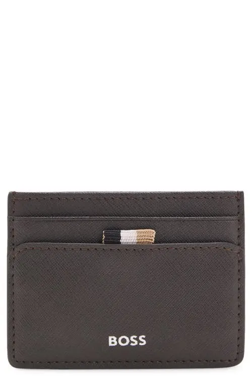 Hugo Zair Bonded Leather Card Holder - Dark Brown