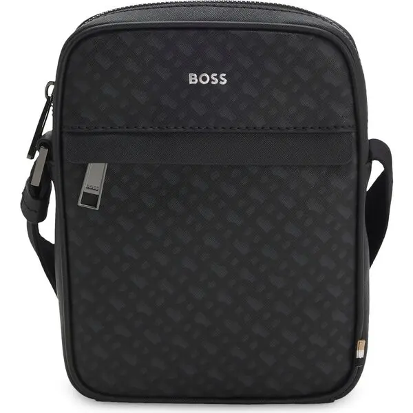 Hugo Boss Zair Bonded Leather Crossbody Bag - Black