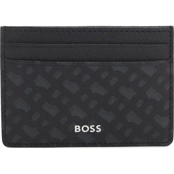 Hugo Zair Bonded Leather Card Holder - Black