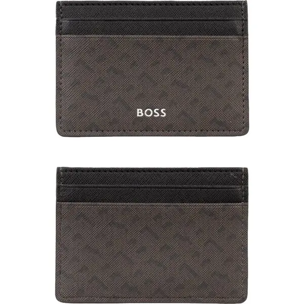 Hugo Zair Bonded Leather Card Holder - Dark Brown