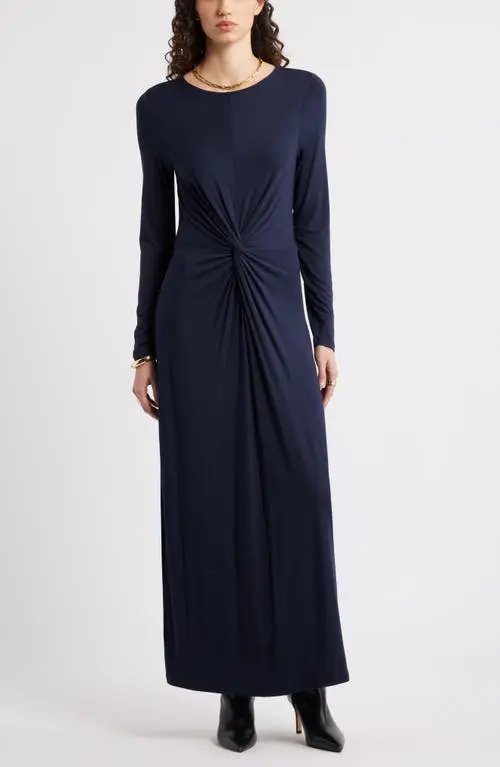 Nordstrom Twist Front Jersey Maxi Dress - Navy Night