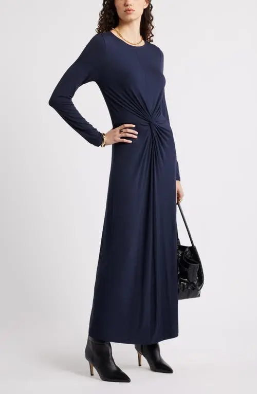 Nordstrom Twist Front Jersey Maxi Dress - Navy Night