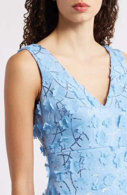 sachin and babi light blue dress Eliza J One Shoulder Floral Asymmetric Satin Cocktail Dress in Green main image 1