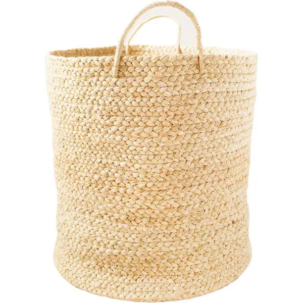 INDEGO AFRICA Large Braided Raffia Basket - Natural