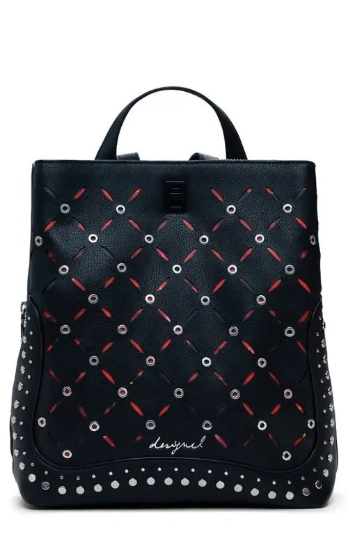 Desigual Mini Faux Leather Backpack - Black
