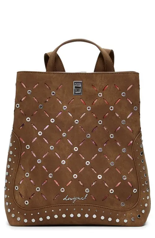 Desigual Medium Faux Leather Backpack - Camel