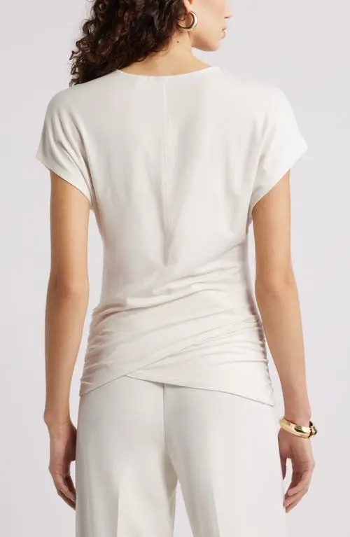 Nordstrom Ruched Crewneck Top - Ivory Tofu