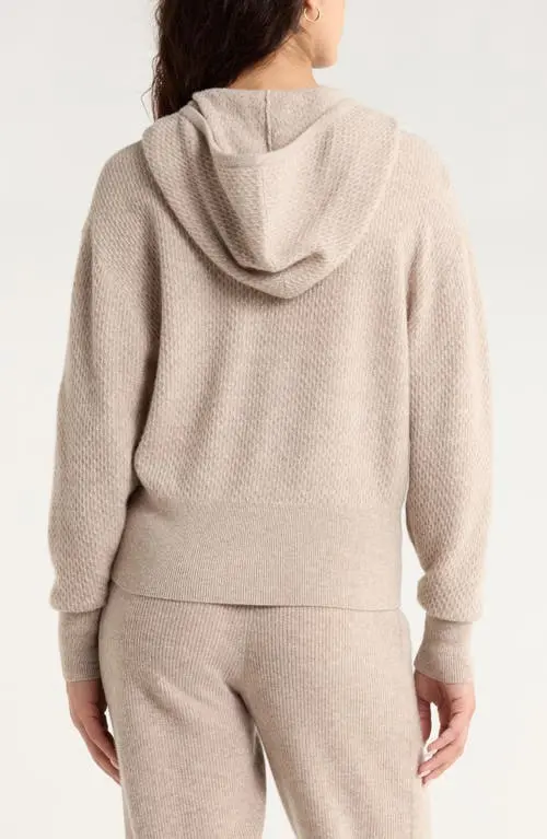 Zella Wool And Cashmere Zip-up Hoodie - Tan Oxford Heather