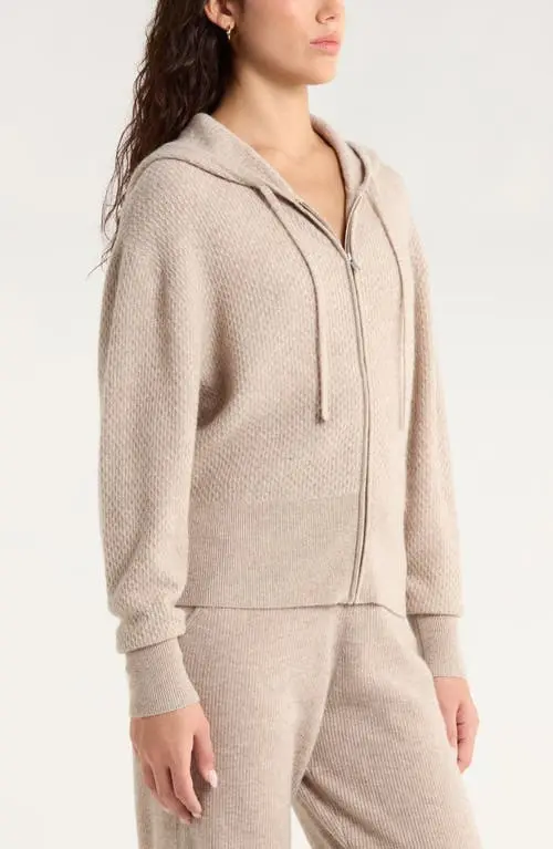 Zella Wool And Cashmere Zip-up Hoodie - Tan Oxford Heather