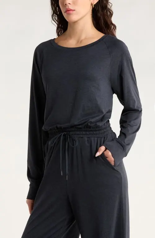 Zella Restore Soft Cozy Long Sleeve Jumpsuit - Black