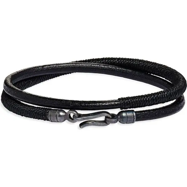 Caputo & Co Leather Double Wrap Bracelet - Black