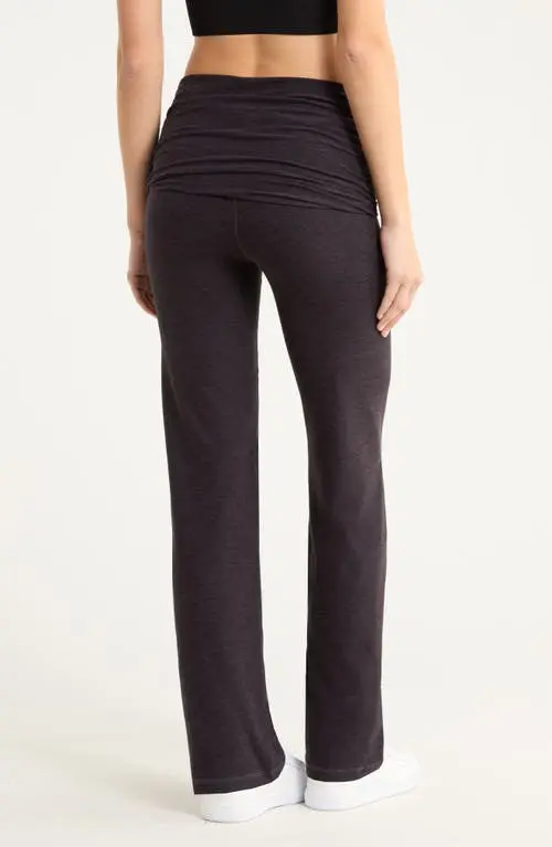 Zella Renew Foldover Straight Leg Pants - Black Melange