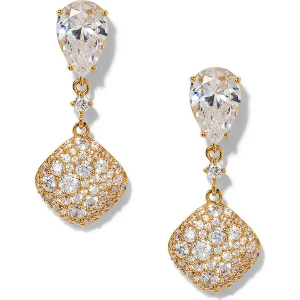Nadri Crushed Pavé Double Drop Earrings - Gold
