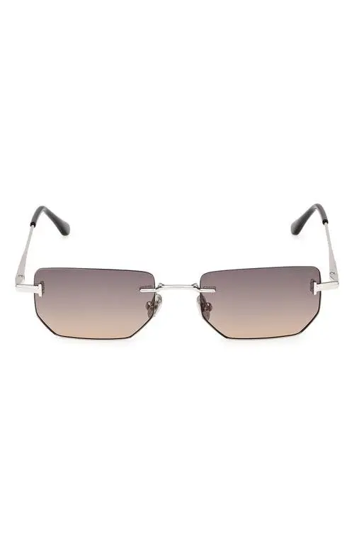 TOM FORD Ethan 53mm Geometric Sunglasses - Shiny Palladium/smoke Lens