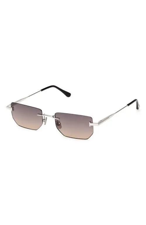 TOM FORD Ethan 53mm Geometric Sunglasses - Shiny Palladium/smoke Lens