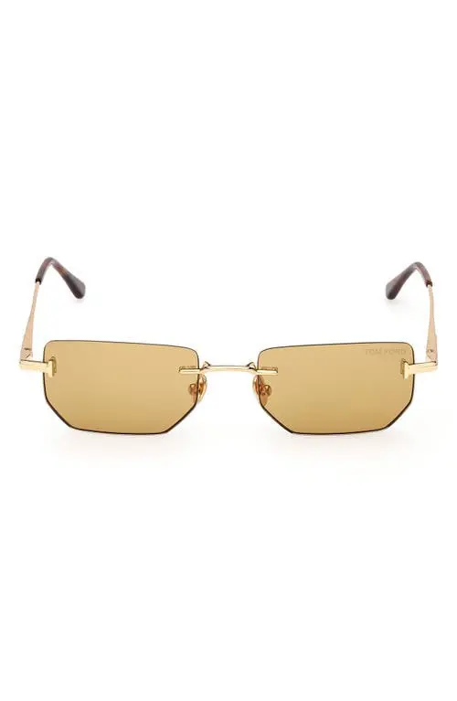 TOM FORD Ethan 53mm Geometric Sunglasses - Yellow Gold/vicuna Lens