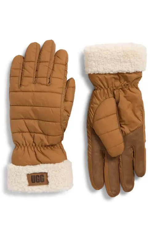 UGG A.w. Uggfluff Cuff Gloves - Chestnut