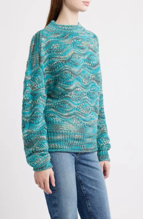 Treasure & Bond Space Dye Novelty Stitch Sweater - Blue Melange