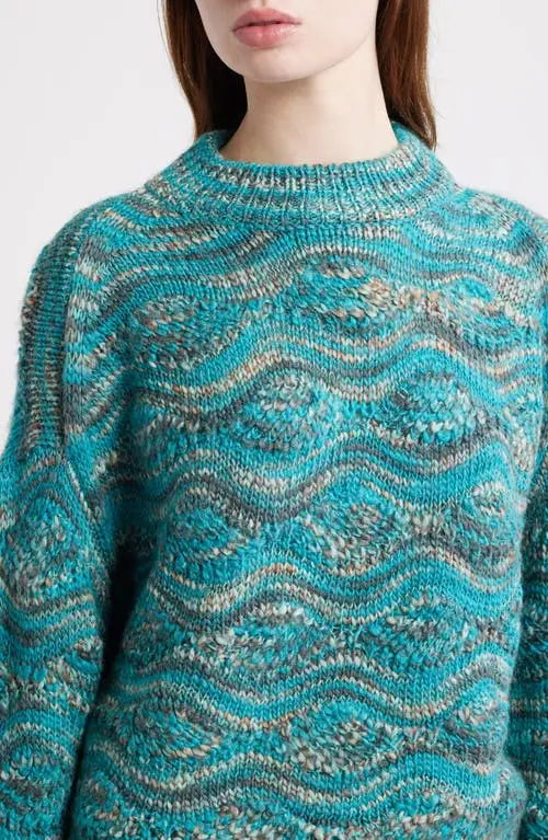 Treasure & Bond Space Dye Novelty Stitch Sweater - Blue Melange