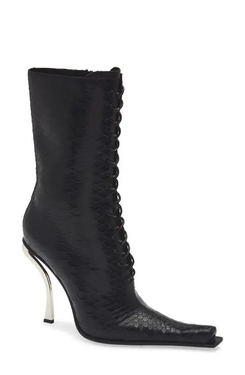 Jeffrey Campbell Rembrandt Pointy Toe Lace-up Boots - Black Snake